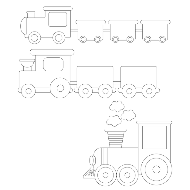 Charming Outline Train with Playful Carts and Shapes | Jiffy Designs