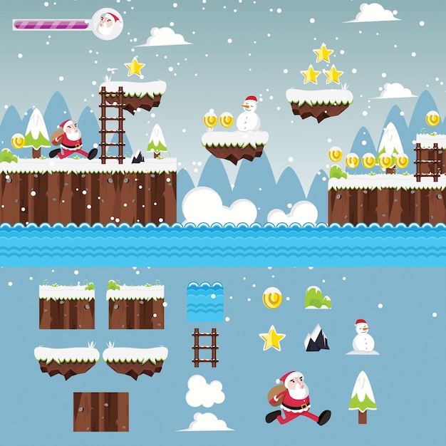 Whimsical Winter Wonderland: Santa's Snowy Adventure Platformer | Jiffy ...