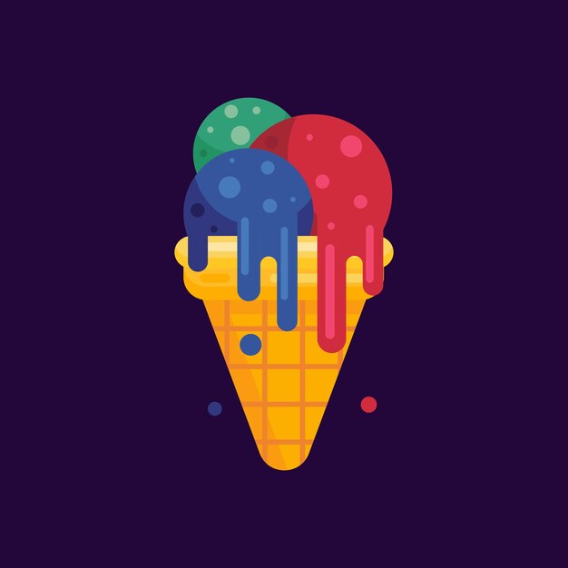 Vibrant Dripping Ice Cream Cone with Polka Dots | Jiffy Designs