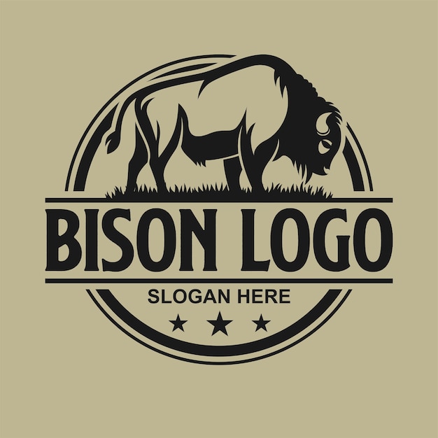 Majestic Bison Silhouette in Circular Badge Design | Jiffy Designs