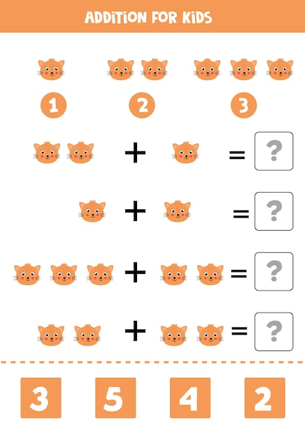 Cute Kitten Addition Math Puzzle for Kids | Jiffy Designs