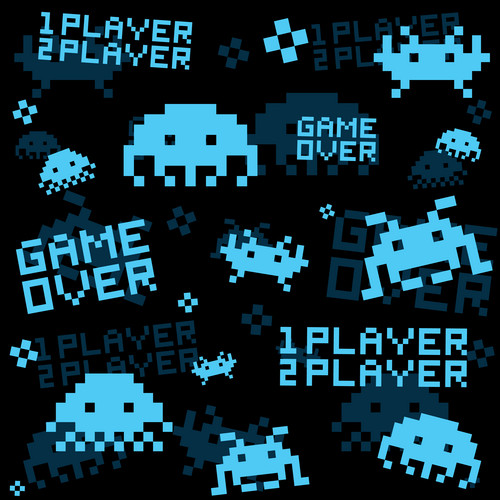 Black Space Invaders Seamless Vector Pattern | Jiffy Designs