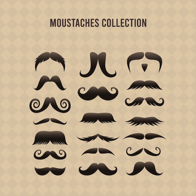 Stylized Moustache Illustrations - Diverse Facial Hair Design ...