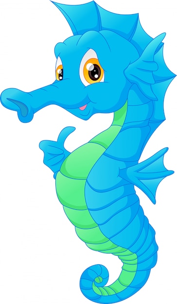 Adorable Aquatic Creature: Vibrant Blue Seahorse Illustration | Jiffy ...