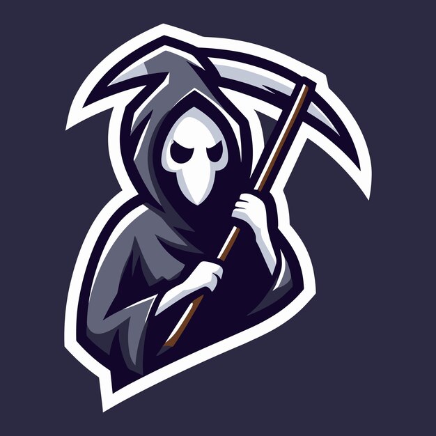 Ominous Reaper Wielding Scythe in Striking Monochrome Style | Jiffy Designs