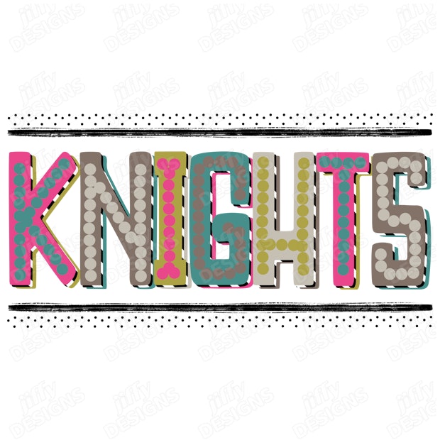 'Knights' Vibrant Patterned Letters with Polka Dot Border | Jiffy Designs
