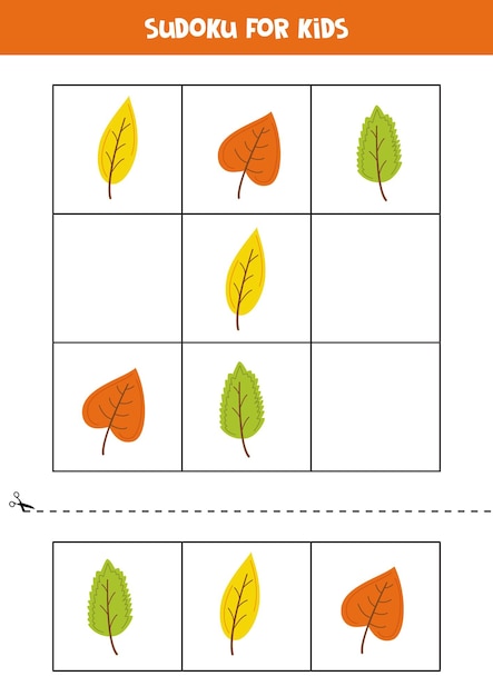 Vibrant Autumn Leaf Collection for Kids' Sudoku | Jiffy Designs