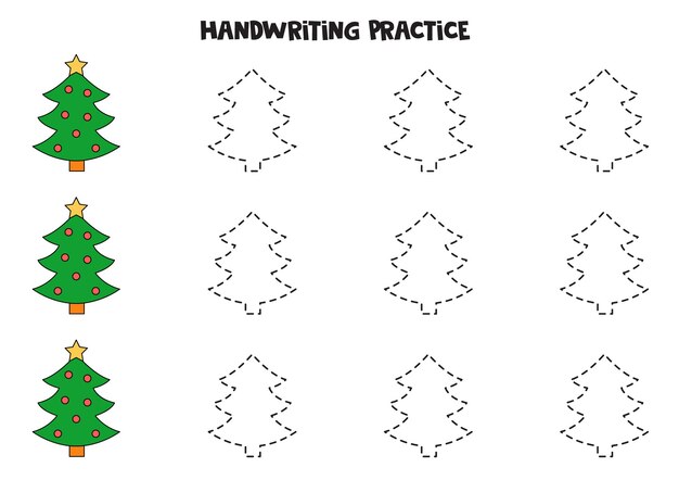 Charming Christmas Tree Handwriting Practice Worksheet | Jiffy Designs