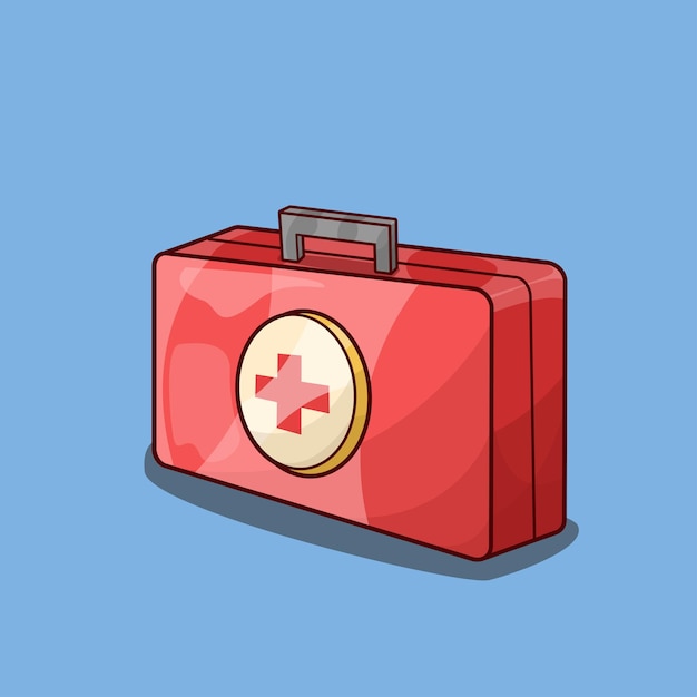 Vibrant Red Medical Kit on Serene Blue Background | Jiffy Designs