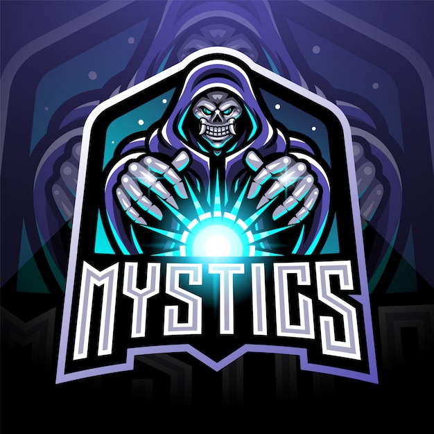 Mystics: Ethereal Esports Emblem with Glowing Sorcerer | Jiffy Designs