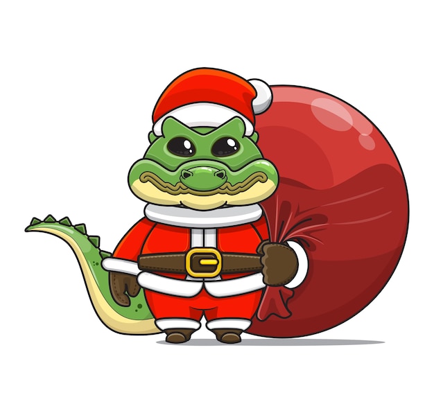 Jolly Alligator in Santa Costume with Sack of Presents | Jiffy Designs