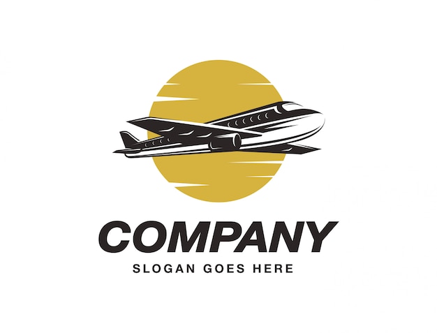 Sleek Supersonic Jet Against Vibrant Sunset Logo | Jiffy Designs