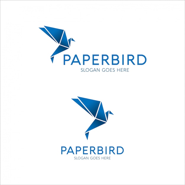 Origami Paper Bird Logo with Slogan in Blue Tones | Jiffy Designs
