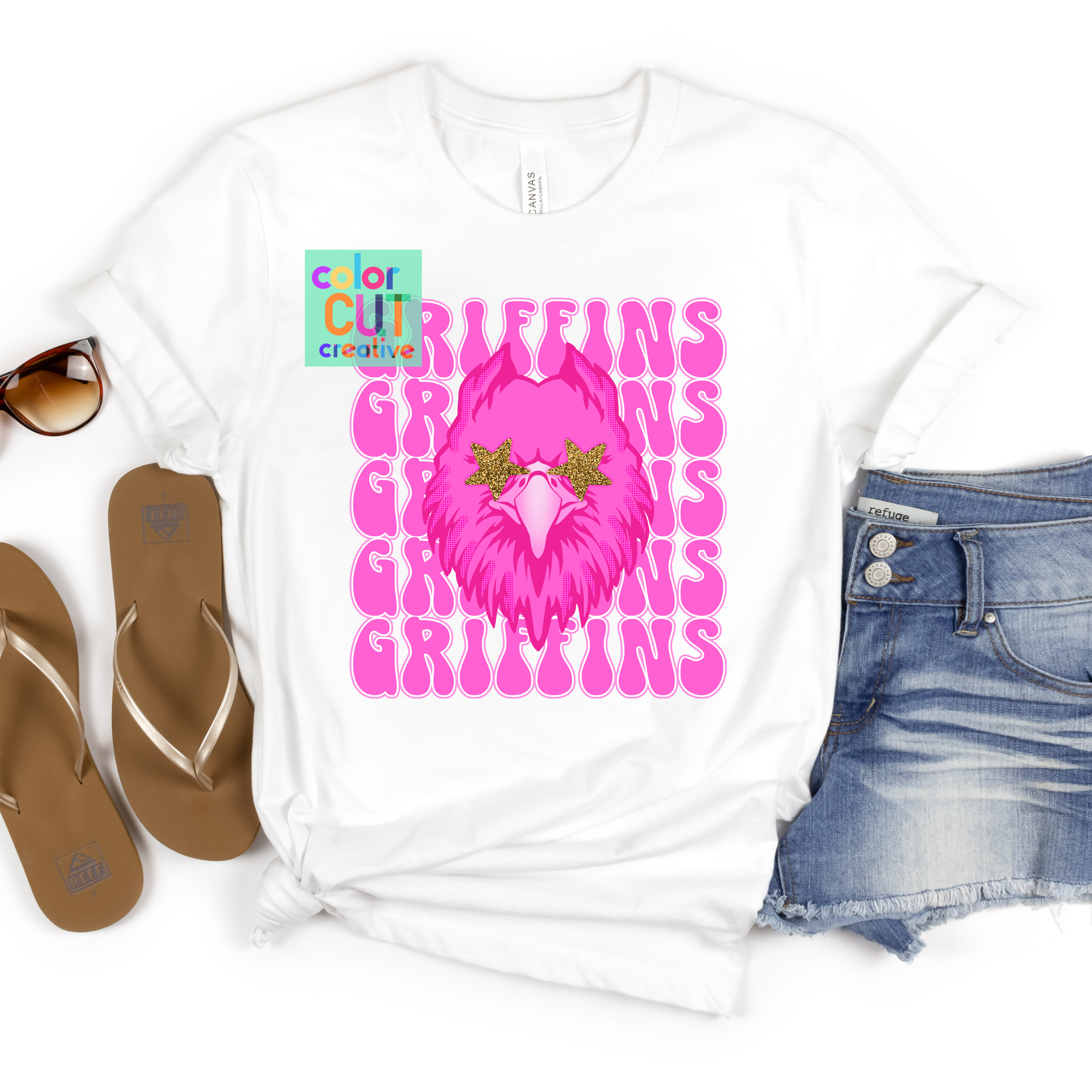 'Griffins' Bold Pink Eagle Head with Glittery Gold Star Eyes | Jiffy ...