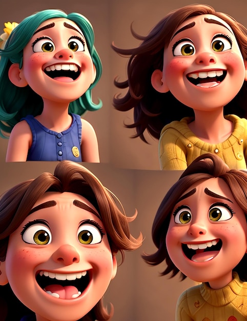 Joyful Animated Characters in Vibrant Outfits and Expressions | Jiffy ...