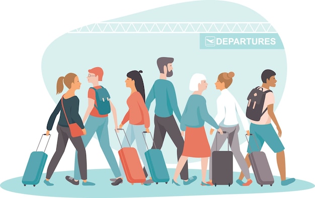 Diverse Travelers Depart for Their Journeys at the Airport Terminal ...