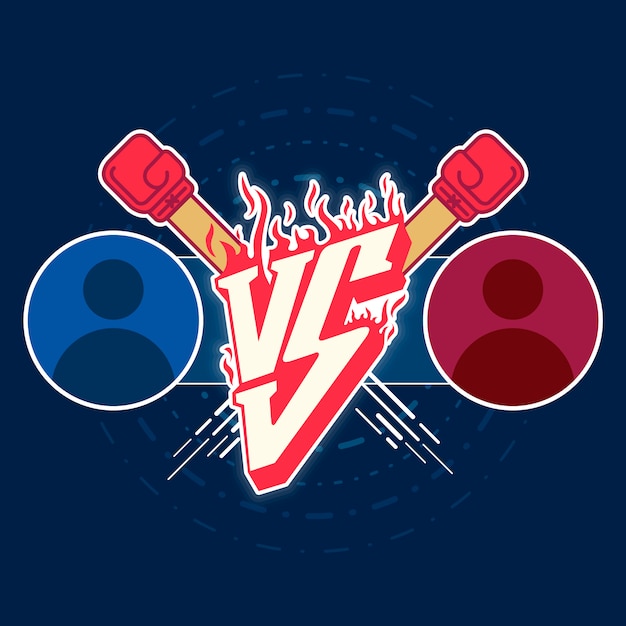 Retro Vs. Symbol with Crossed Boxing Gloves | Jiffy Designs