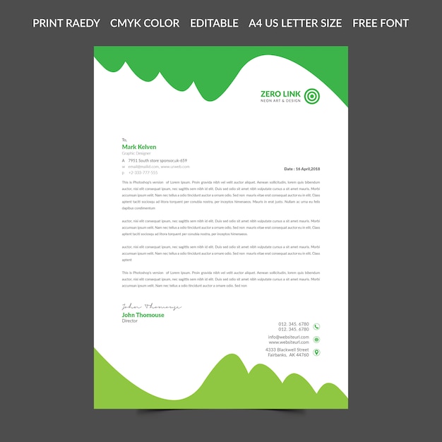 Modern Green Letterhead Design with Company Branding Elements | Jiffy ...