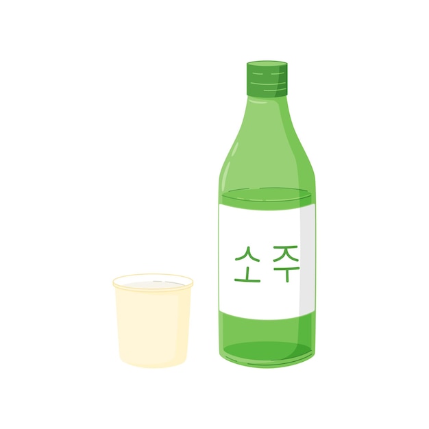 Refreshing Soju Bottle and Glass on White Background | Jiffy Designs