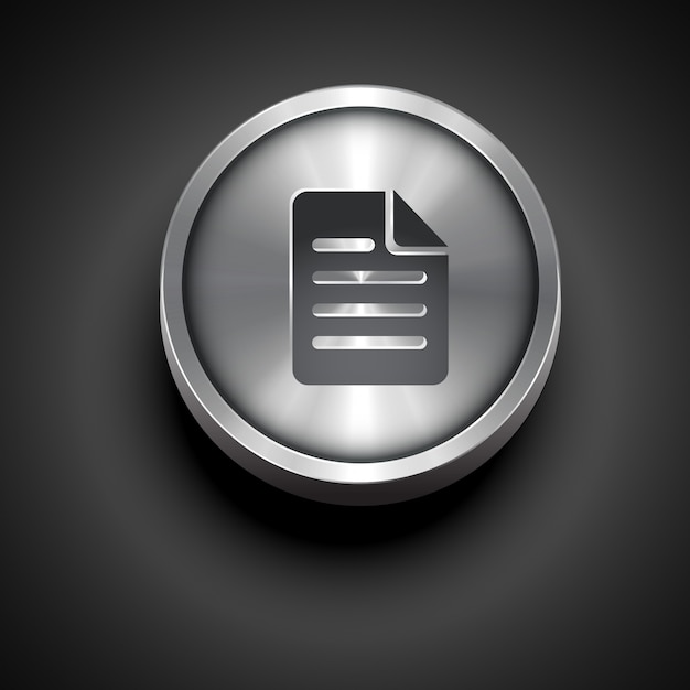 Metallic Document Icon on Shiny Silver Button | Jiffy Designs