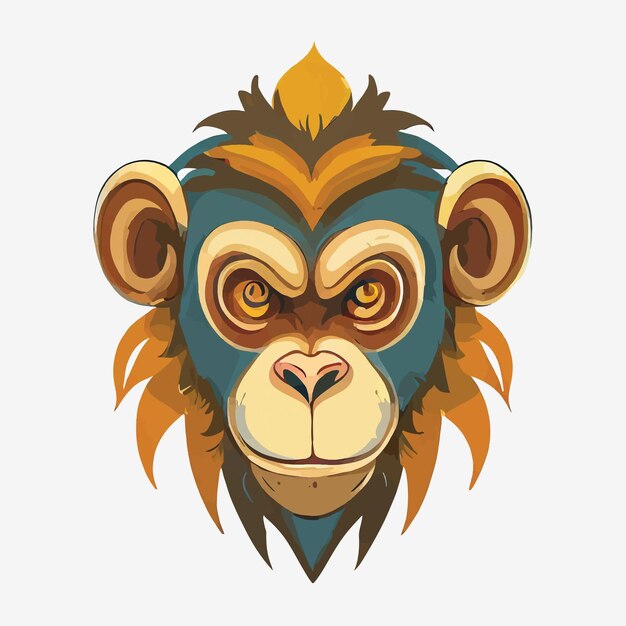 Vibrant and Captivating Monkey Head Illustration | Jiffy Designs