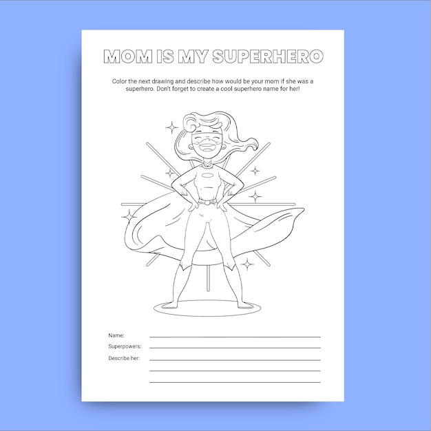 Empowering Young Superhero: Inspiring Coloring Page | Jiffy Designs