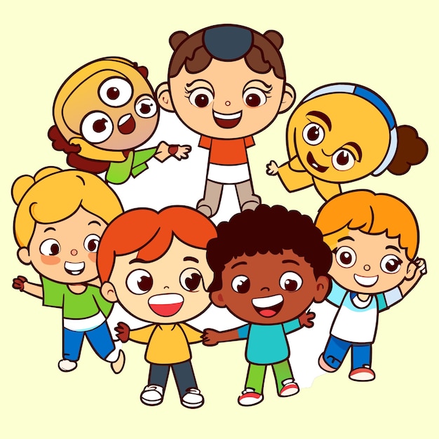 Cheerful Children's Gathering: A Vibrant Illustration of Friendship ...