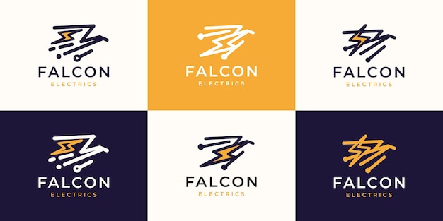 Dynamic Falcon Logos with Vibrant Electrics Branding | Jiffy Designs
