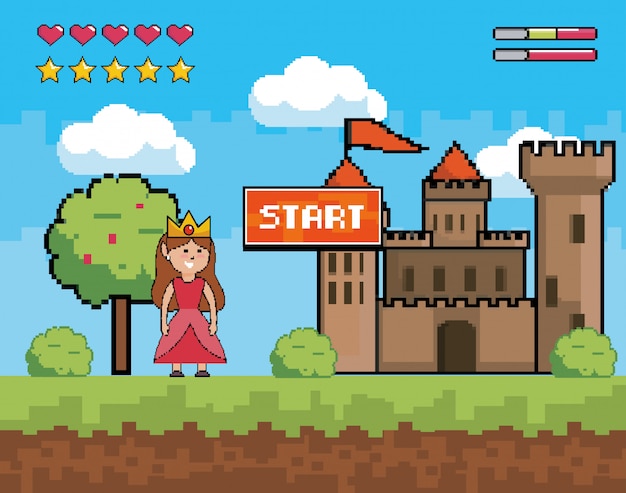 Pixel Art Princess Platformer Game Scene | Jiffy Designs
