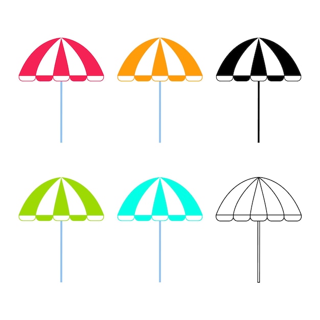 Vibrant Parasol Icons in Diverse Colors and Styles | Jiffy Designs