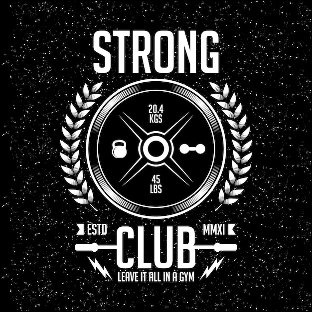 Powerful Fitness Emblem with Weightlifting Symbols | Jiffy Designs