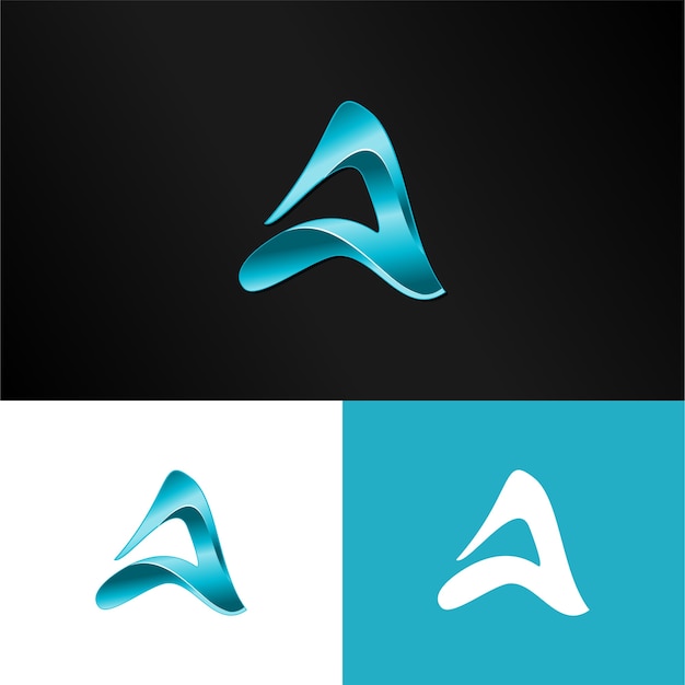 Sleek and Stylized Turquoise Letter A on Black | Jiffy Designs