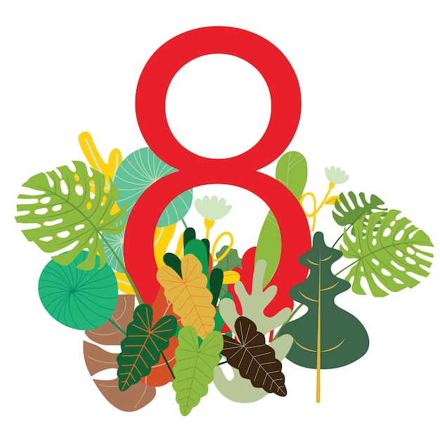 Vibrant Tropical Number 8 Surrounded by Lush Foliage | Jiffy Designs