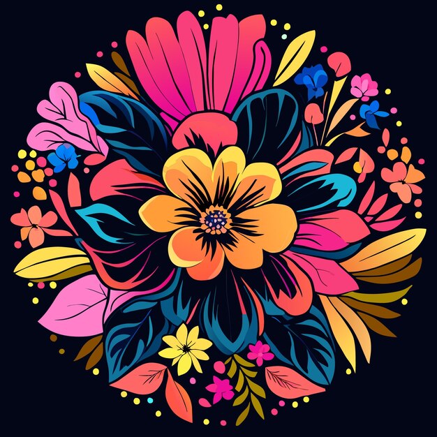 Vibrant Floral Bouquet on Midnight Blue | Jiffy Designs
