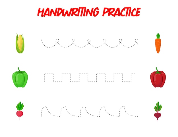 Engaging Handwriting Practice with Vibrant Vegetable Illustrations ...