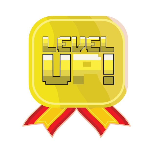 Iconic Level Up Badge with Retro Pixel Design | Jiffy Designs