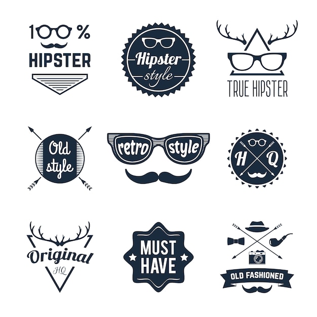 Vintage Hipster Style Graphic Collection with Retro Emblems and Badges ...