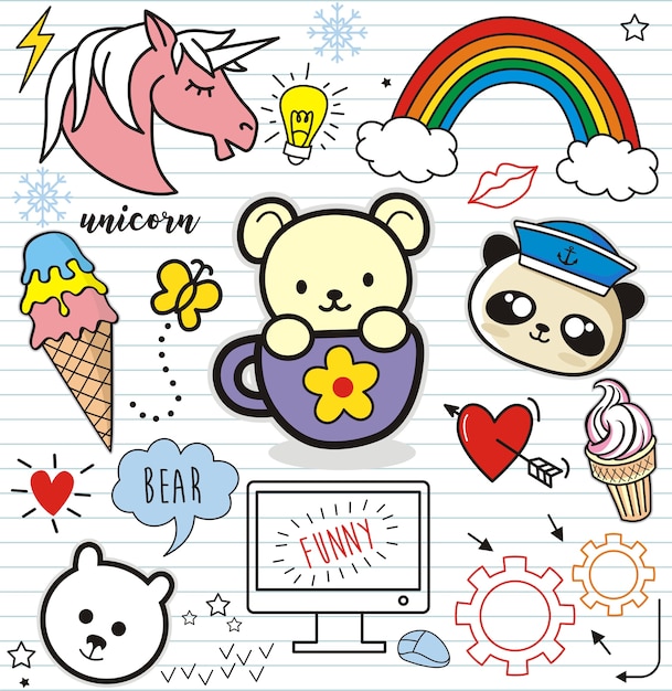 Whimsical Doodles of Magical Creatures and Symbols | Jiffy Designs