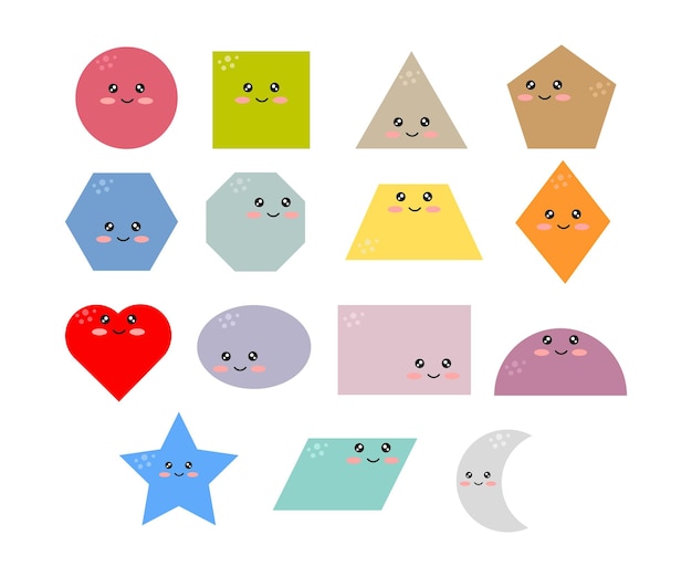 Cheerful Geometric Shapes with Adorable Facial Expressions | Jiffy Designs