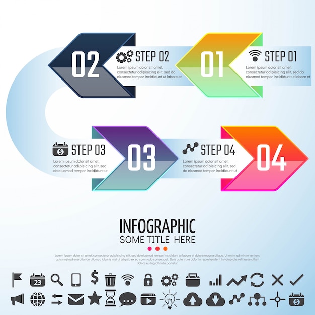 Vibrant Directional Infographic with Numbered Steps and Icons | Jiffy ...