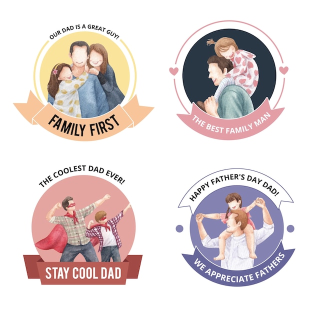 Diverse Family Portraits and Heartfelt Dad Appreciation Badges | Jiffy ...