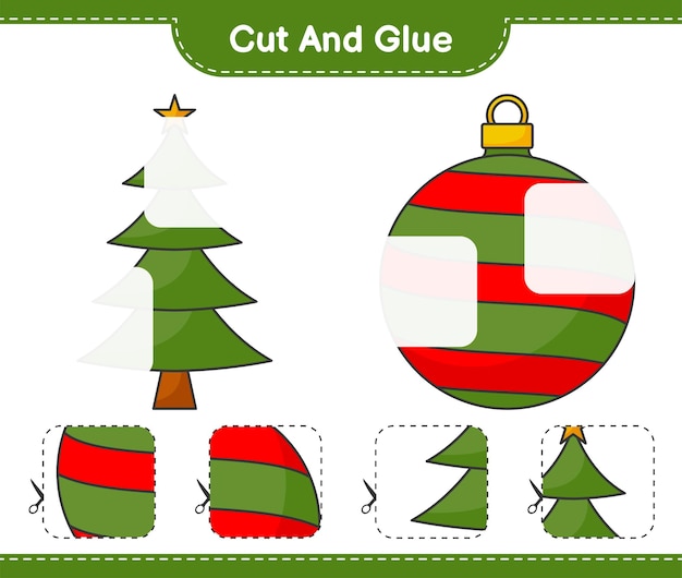 Festive Christmas Tree and Ornament Cut-and-Glue Craft Collection ...