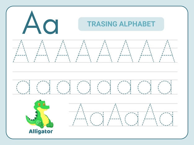 Tracing Alphabet with Playful Alligator Illustration | Jiffy Designs