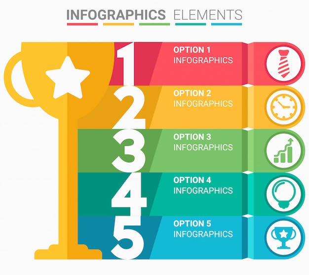 Vibrant Infographic Elements with Trophy and Icons | Jiffy Designs