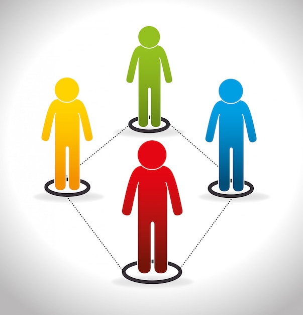 Vibrant Stick Figure Network Illustration with Interconnected Figures ...