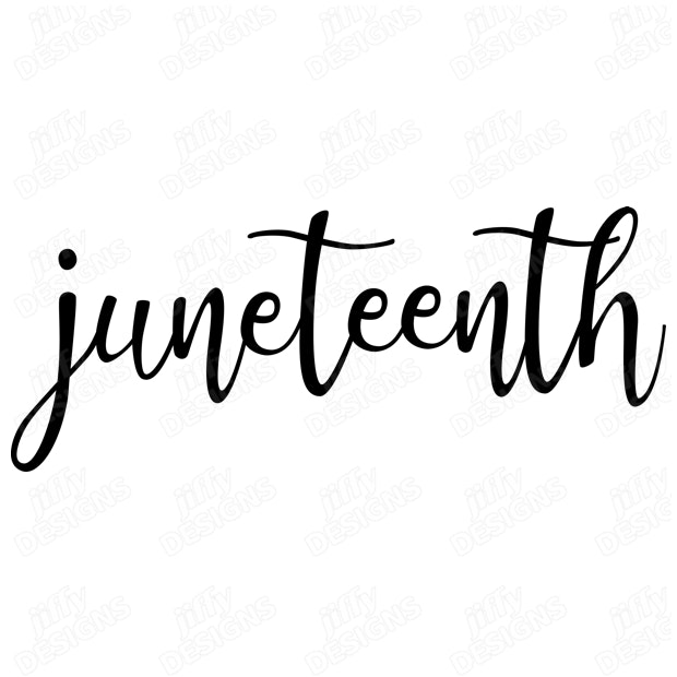 'Juneteenth' Elegant Cursive Script in Bold Black Strokes | Jiffy Designs