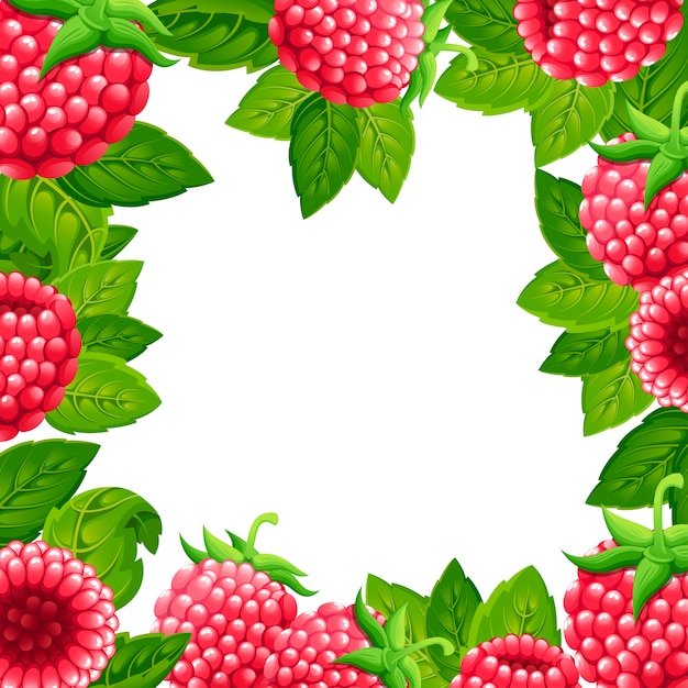Vibrant Raspberry Floral Frame with Fresh Leaves | Jiffy Designs