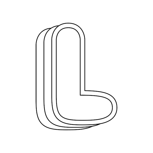 Minimalist Stylized Letter L in Black Outline | Jiffy Designs
