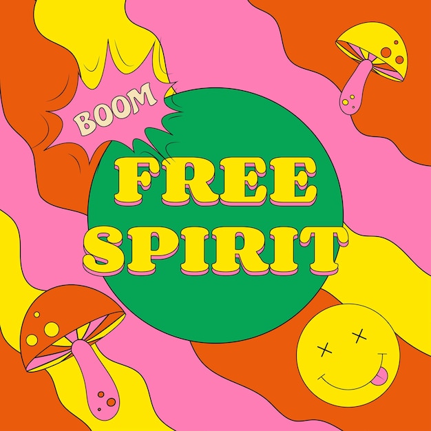 Vibrant Free Spirit Explosion with Smiley Bomb Graphics | Jiffy Designs
