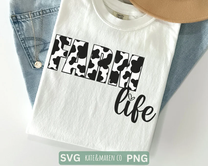 Farm svg, cowprint png, cricut cut file and sublimation | Jiffy Designs